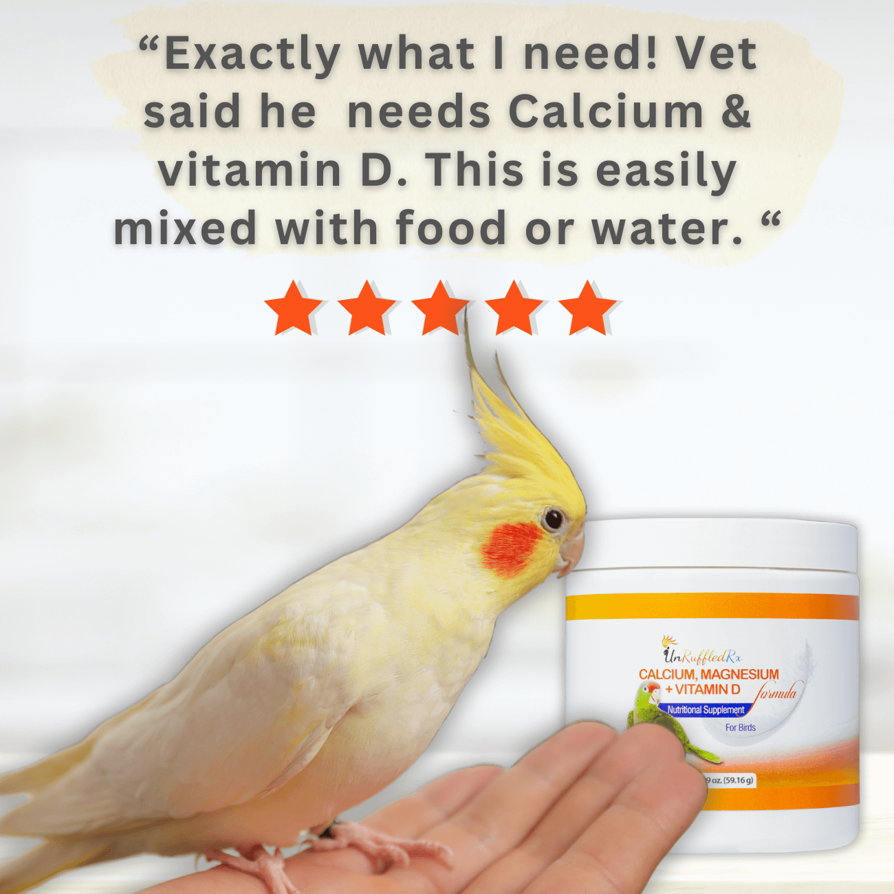UnRuffledRx Calcium for Birds | Calcium, Magnesium + D3 Bird Supplement ...